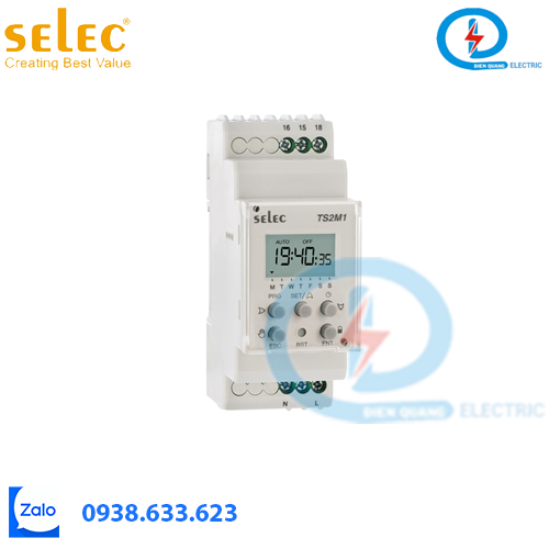 Timer Switch hiển thị màn hình LCD Selec TS2M1-1-16A-230V